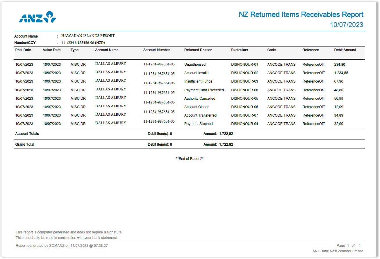 Account Report Types – ANZ Digital Services Help