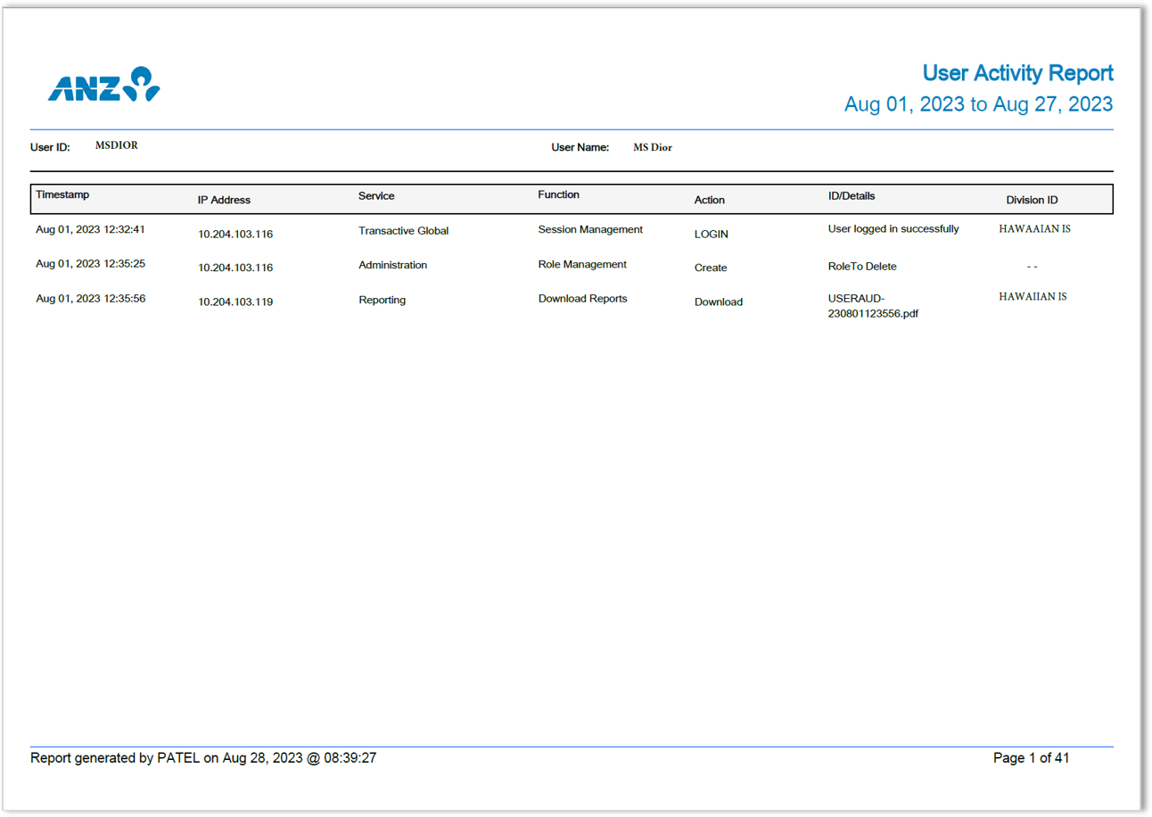 Administration Report Types – ANZ Digital Services Help