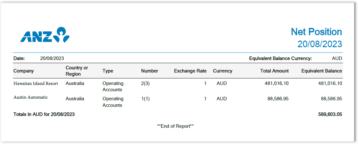 Report Types – ANZ Digital Services Help