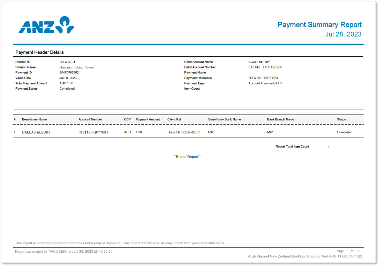 Payment Report Types – ANZ Digital Services Help