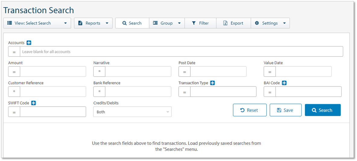 Transaction Search Screen – ANZ Digital Services Help