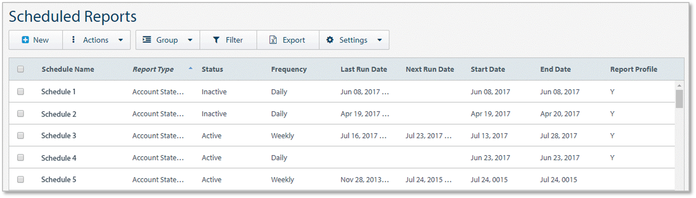 Scheduled Reports Screen – ANZ Digital Services Help